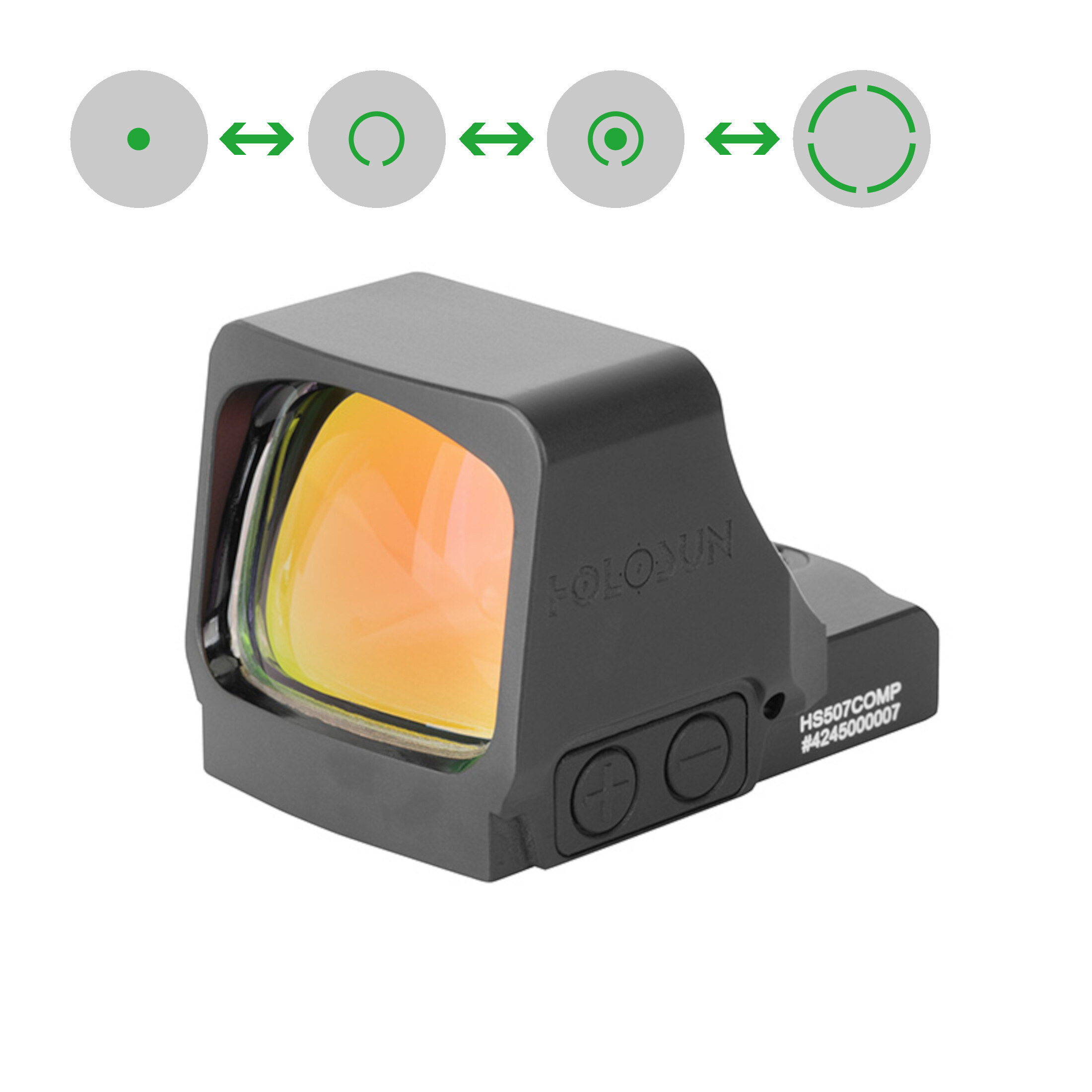Holosun open reflex sight RONIN-HE507COMP-GR with interchangeable reticle, green dot sight ...